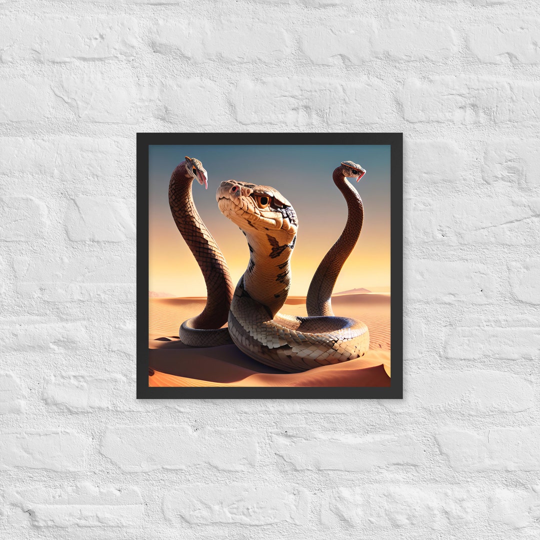 Three-headed Giant Snake in the Desert - Etsy