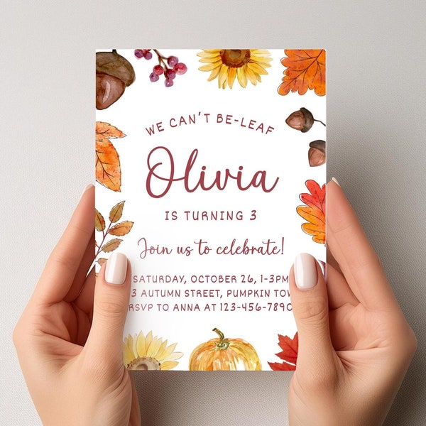 Fall Theme Birthday Invitation - Etsy Canada