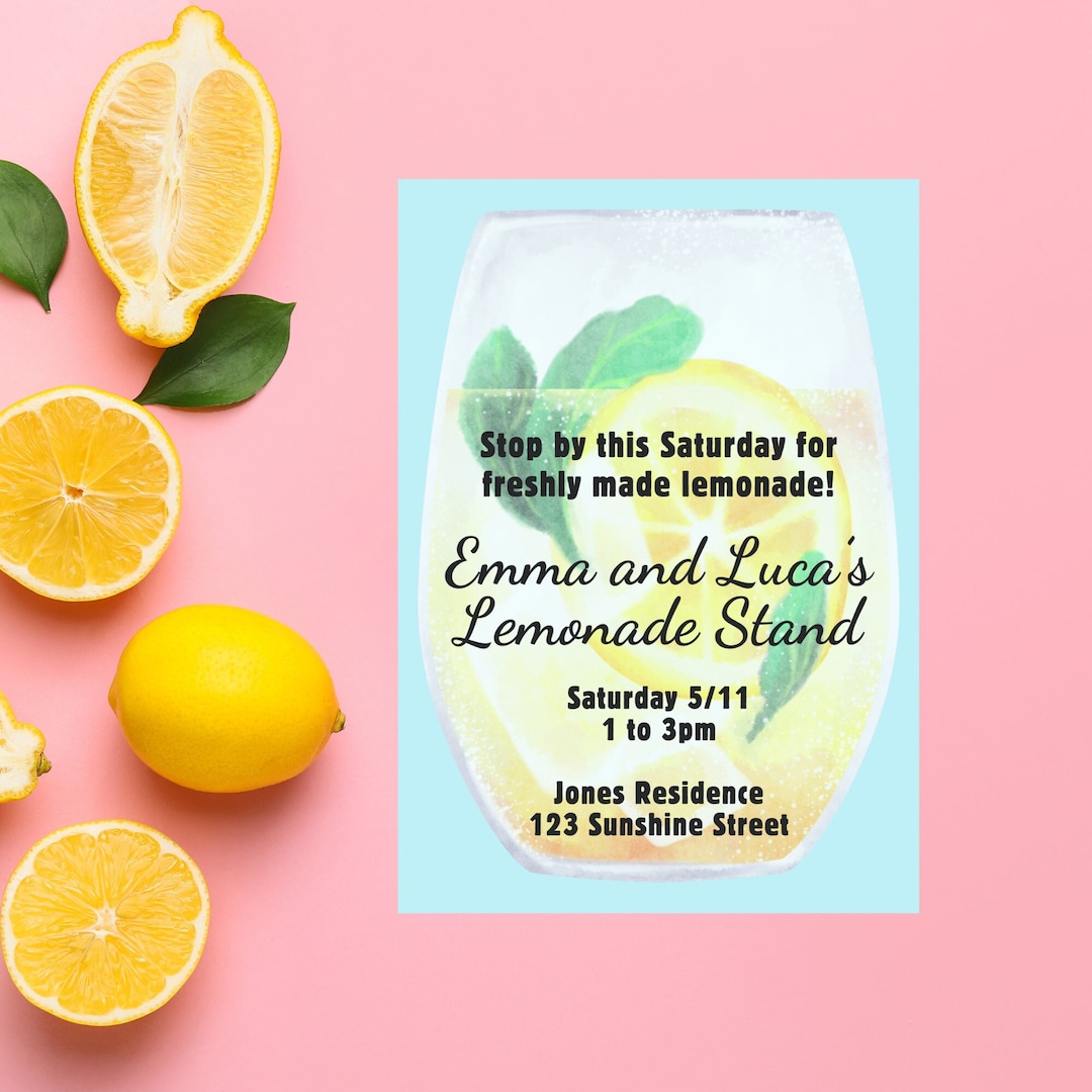 Lemonade Stand Flyer, Printable Lemonade Stand Flyer, Editable Lemonade ...