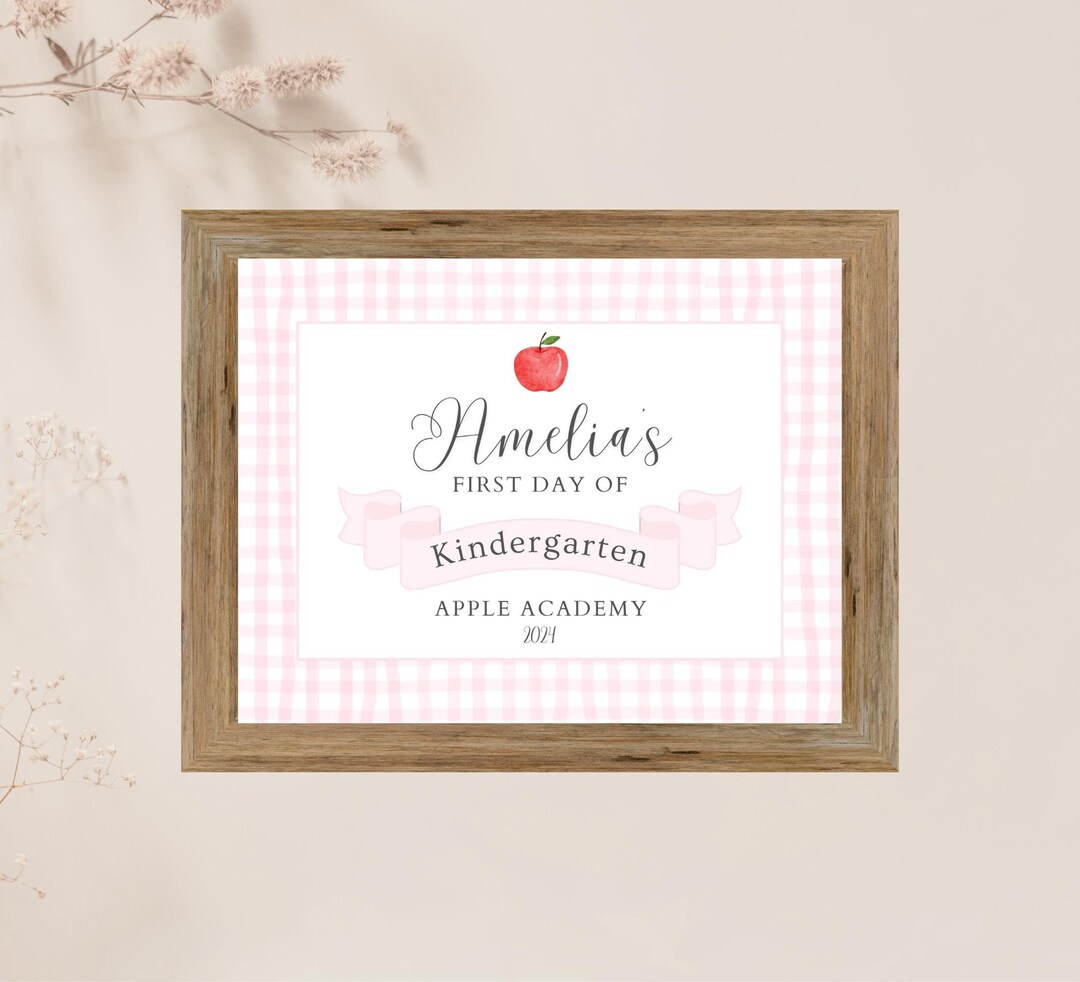 First Day of School Sign, Pink First Day of School, Traditional School ...