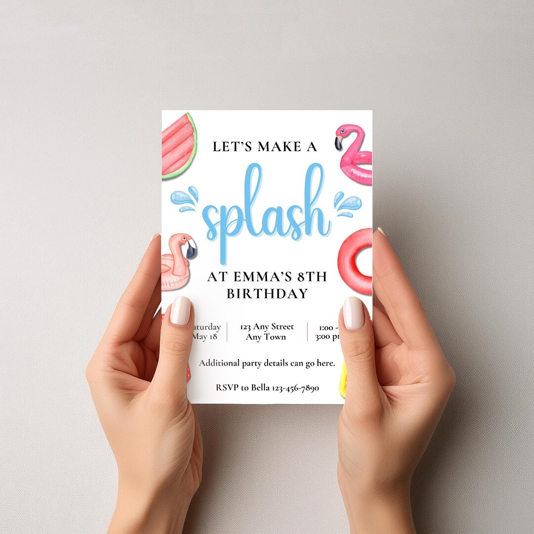 Cute Pool Party Invitation, Pool Party Invite, Girls Pool Party ...