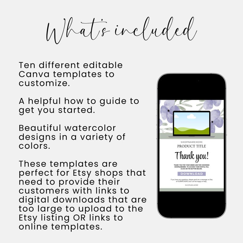 Digital Download Instruction Templates for Etsy Shop Sellers - Etsy