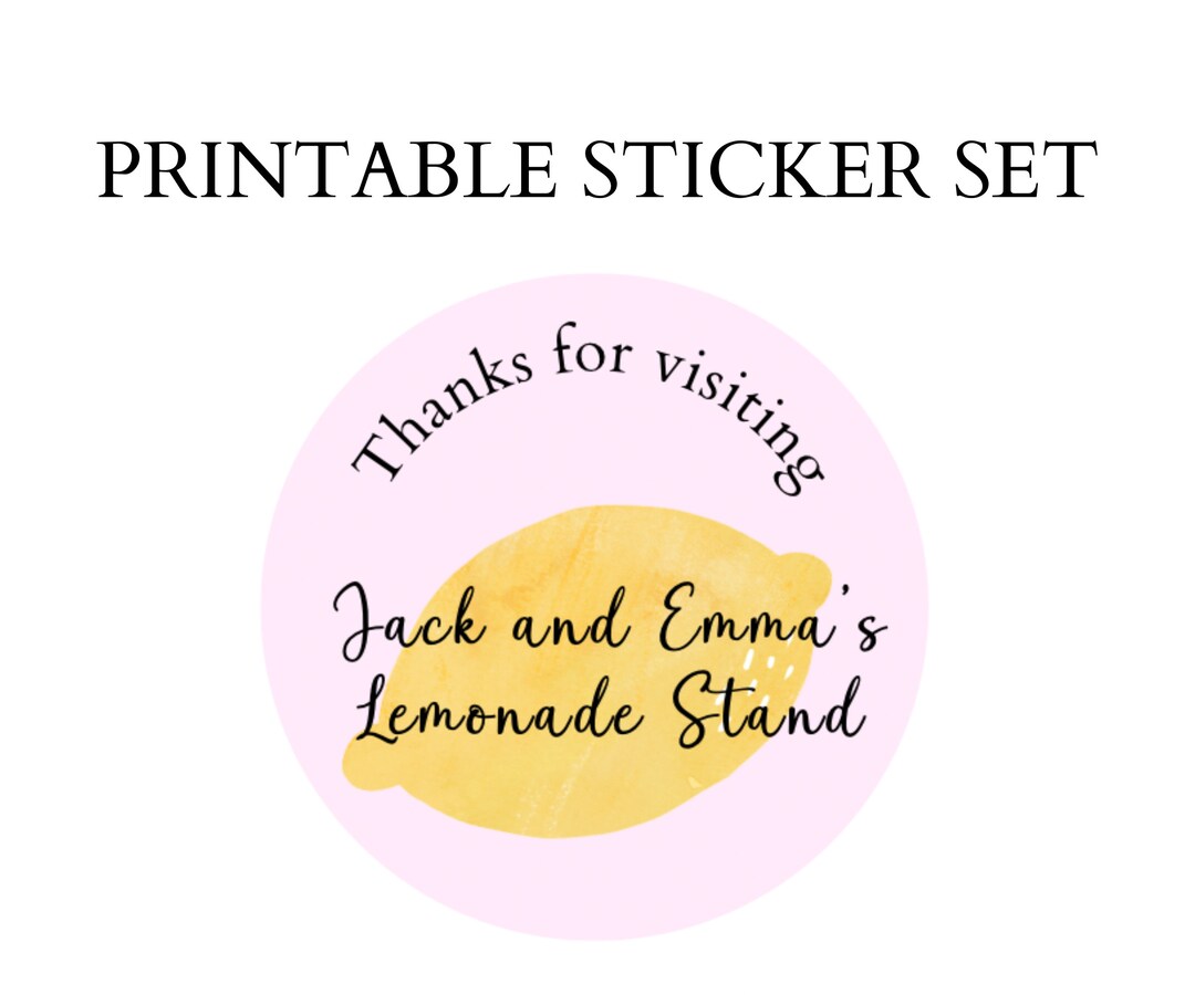 Personalized Lemonade Stand Stickers for Cups, Pink Editable and ...