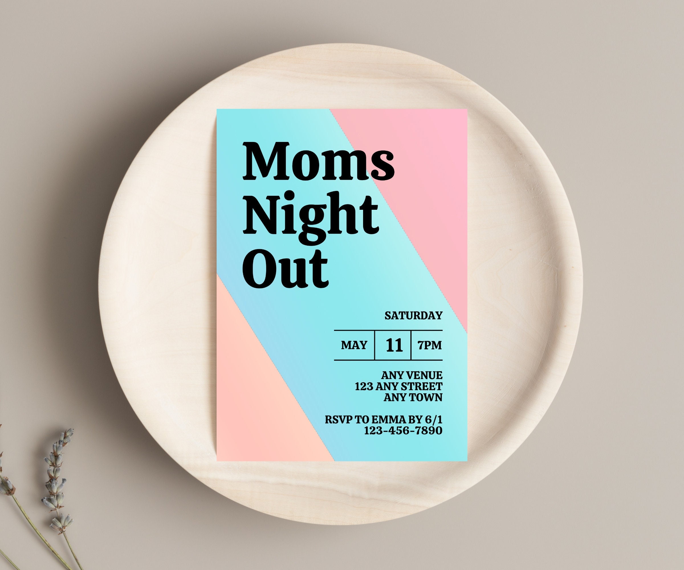 Moms Night Out Invitation, Event Flyer Editable Template for Digital ...