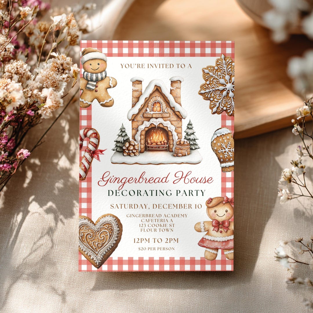 Gingerbread Party Invitation: Holiday Event Invite (editable Digital ...