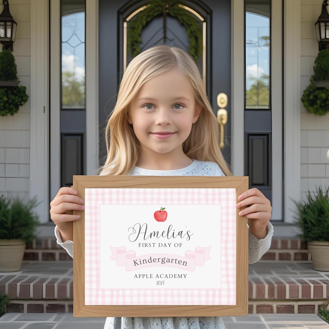 First Day of School Sign, Pink First Day of School, Traditional School ...