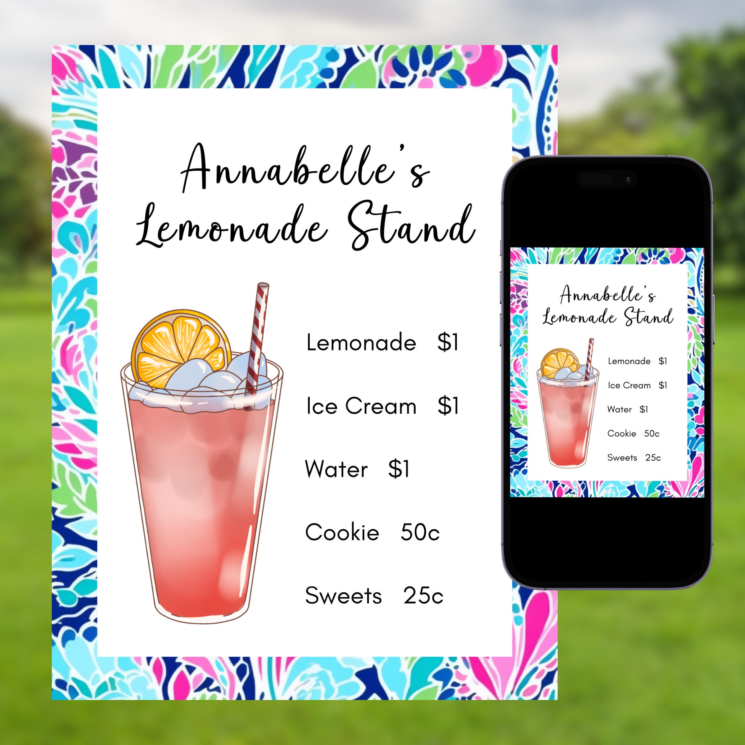 Kids Lemonade Stand Menu, Price List, Sign - Personalized Printable ...