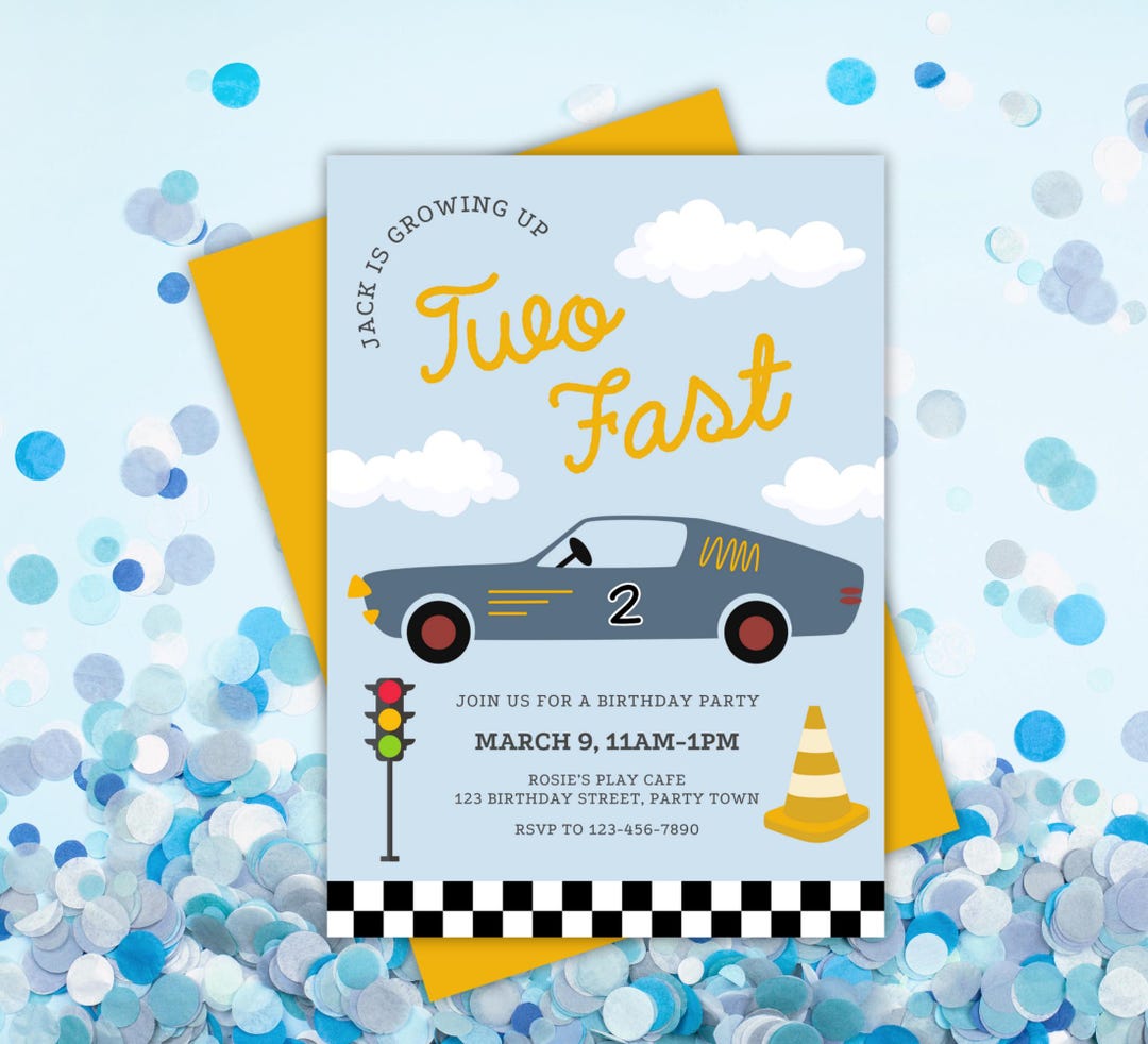 Two Fast Party Invitation, Two Fast Theme, Editable Car Invitation, Car ...