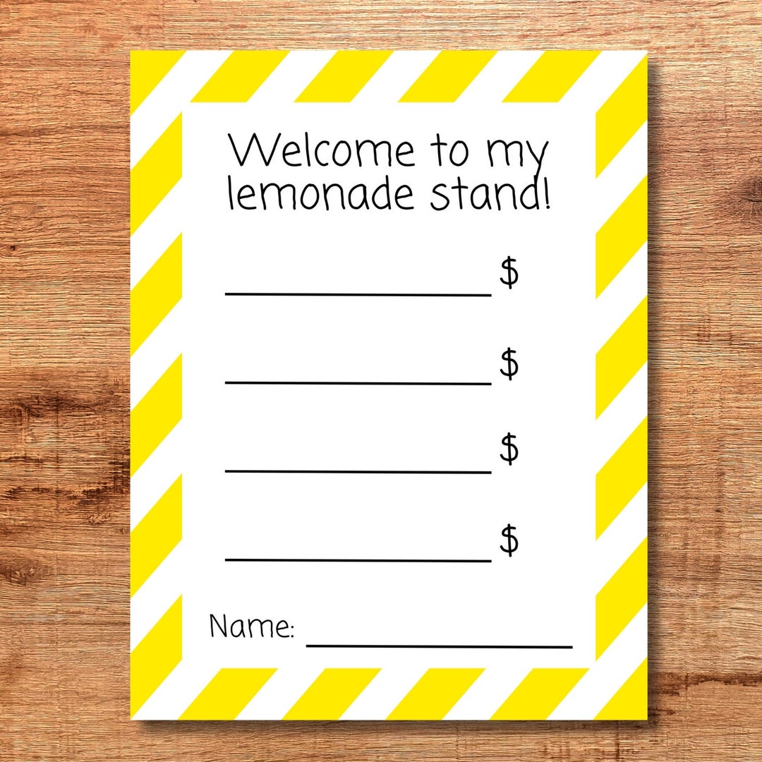Printable Lemonade Stand Menu Template, DIY Menu to Print and Write ...