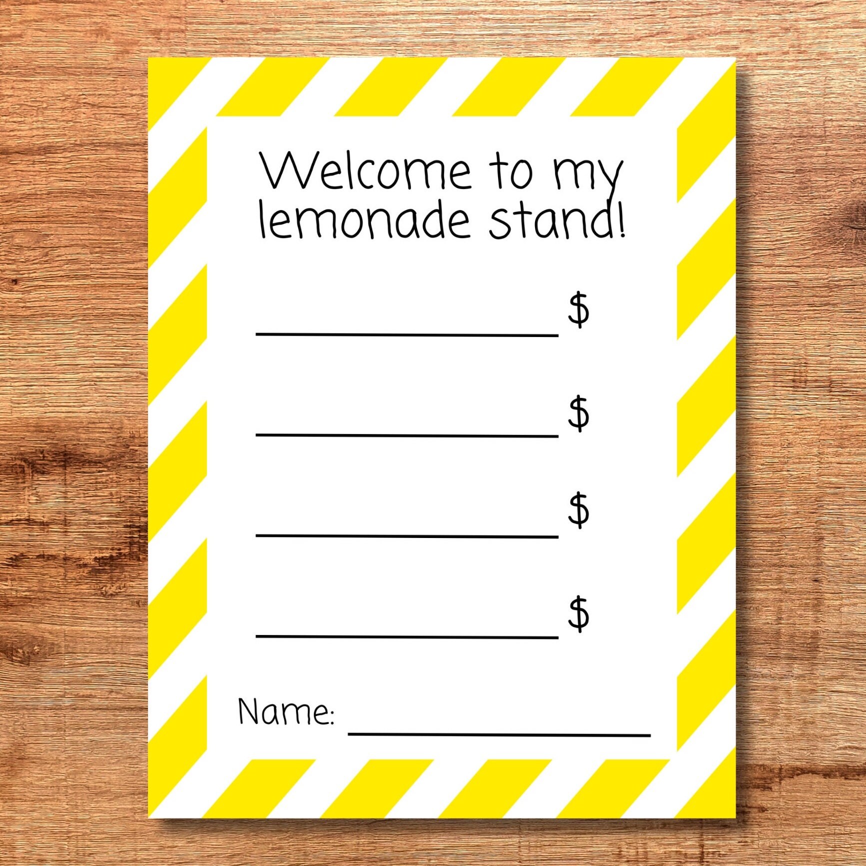 Printable Lemonade Stand Menu Template, DIY Menu to Print and Write ...