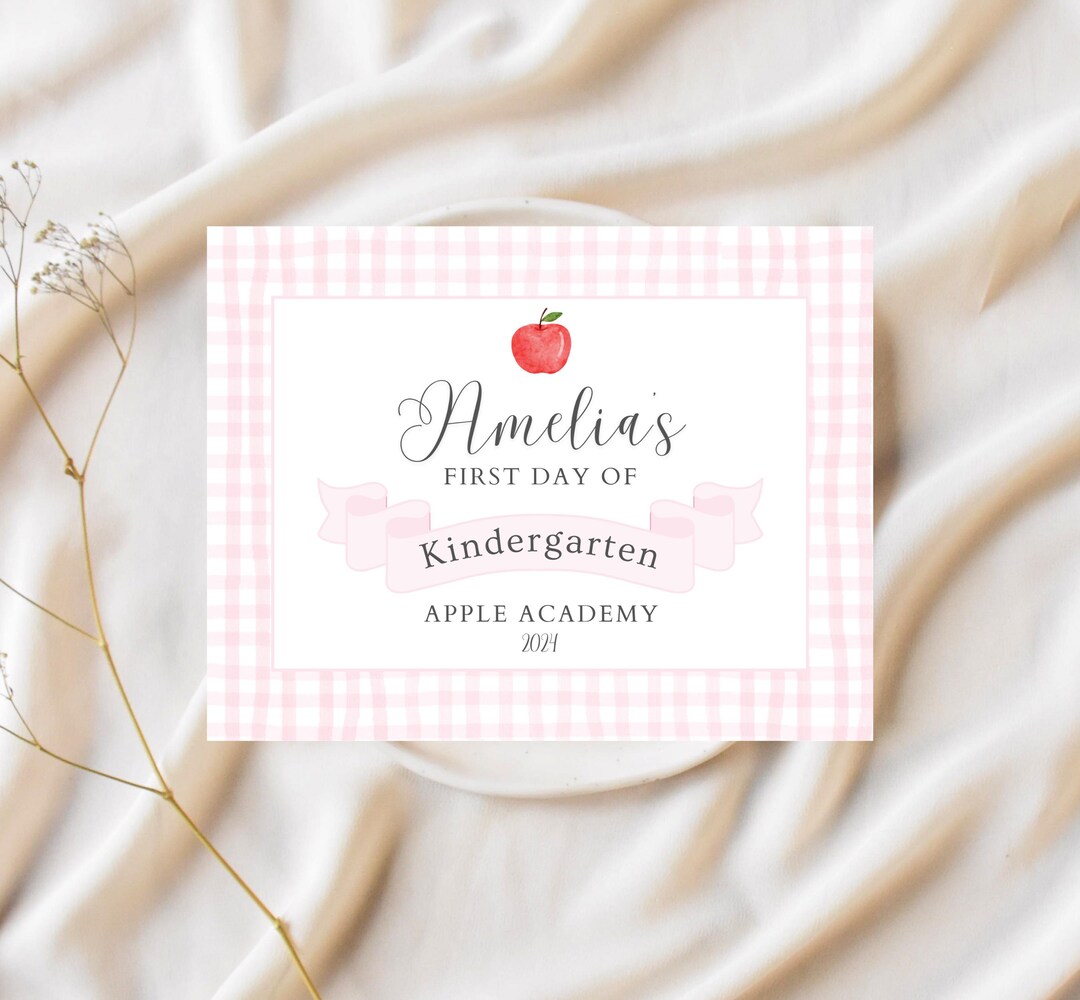 First Day of School Sign, Pink First Day of School, Traditional School ...