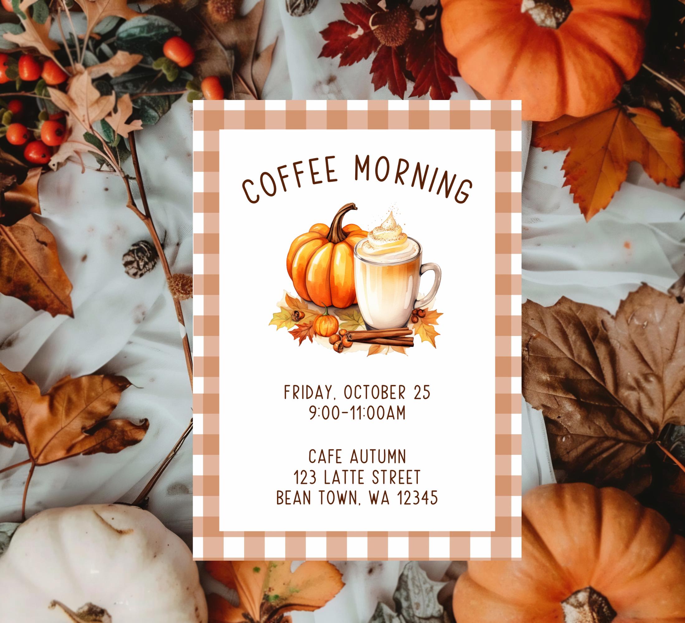 Editable Coffee Morning Invitation, Coffee Morning Flyer, Fall School ...