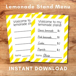 Printable Lemonade Stand Menu Template, DIY Menu to Print and Write ...