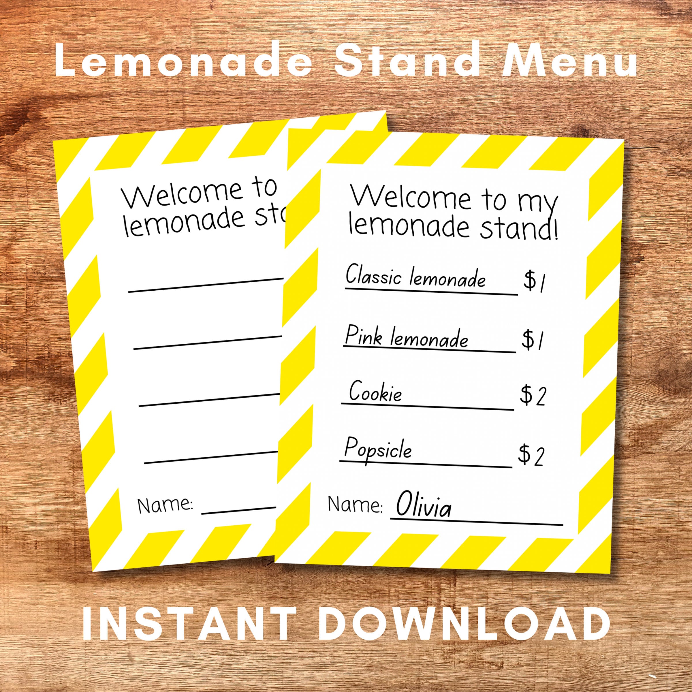Printable Lemonade Stand Menu Template Diy Menu To Print And Write