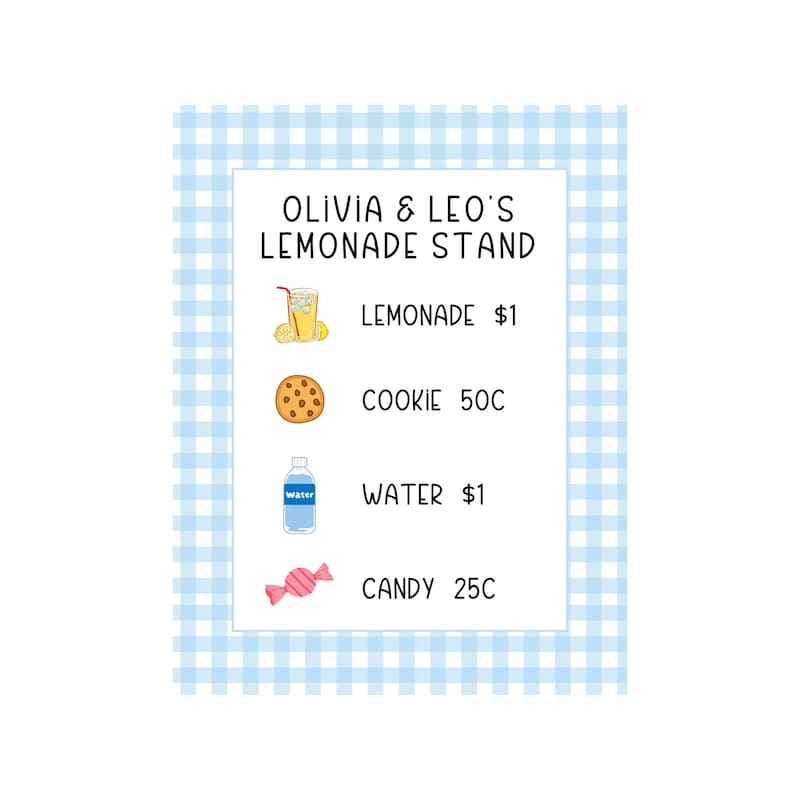 Lemonade Stand Price List - Etsy