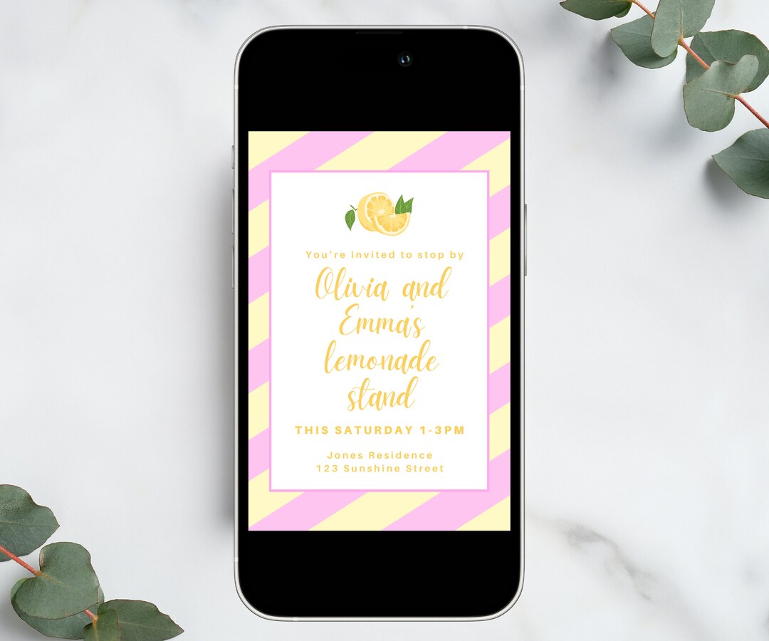 Lemonade Stand Flyer, Pink and Yellow Decorations for Kids Summer ...