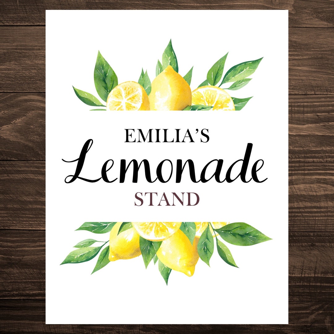 Personalized Lemonade Stand Decoration Yellow Personalized Editable