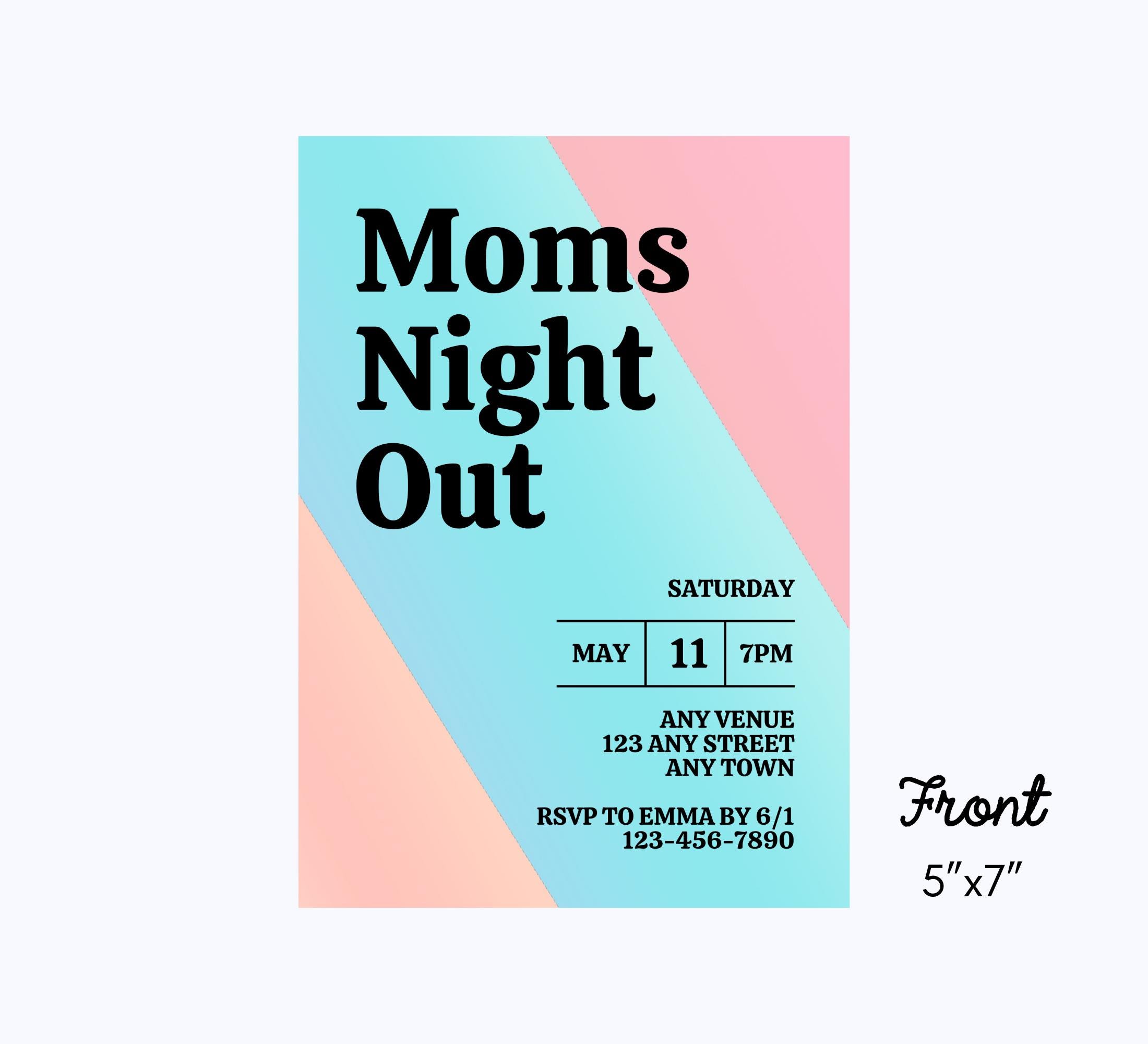 Moms Night Out Invitation, Event Flyer - Editable Template for Digital ...