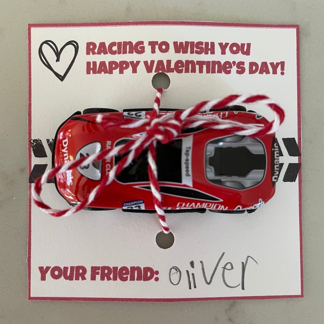 Race Car Valentines Day Cards for Boys Valentines Cards for School Car ...