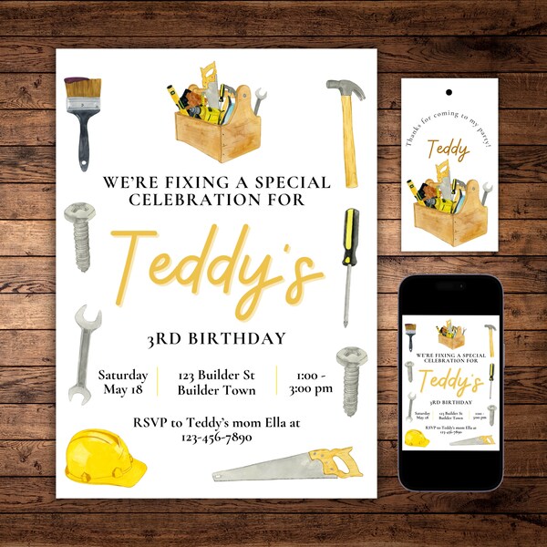 Toolbox Birthday Party Invitation - Etsy
