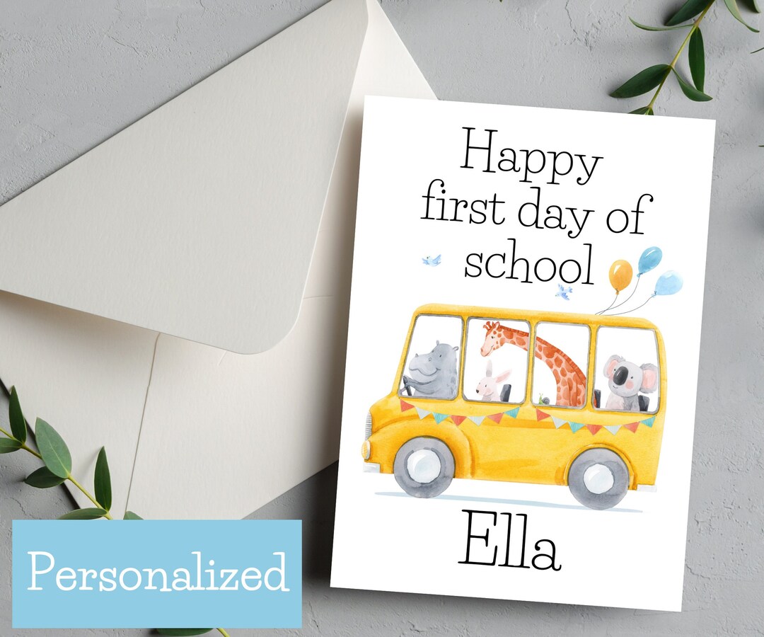 First Day of School Card for Kids Personalized Card for Kids Printable ...