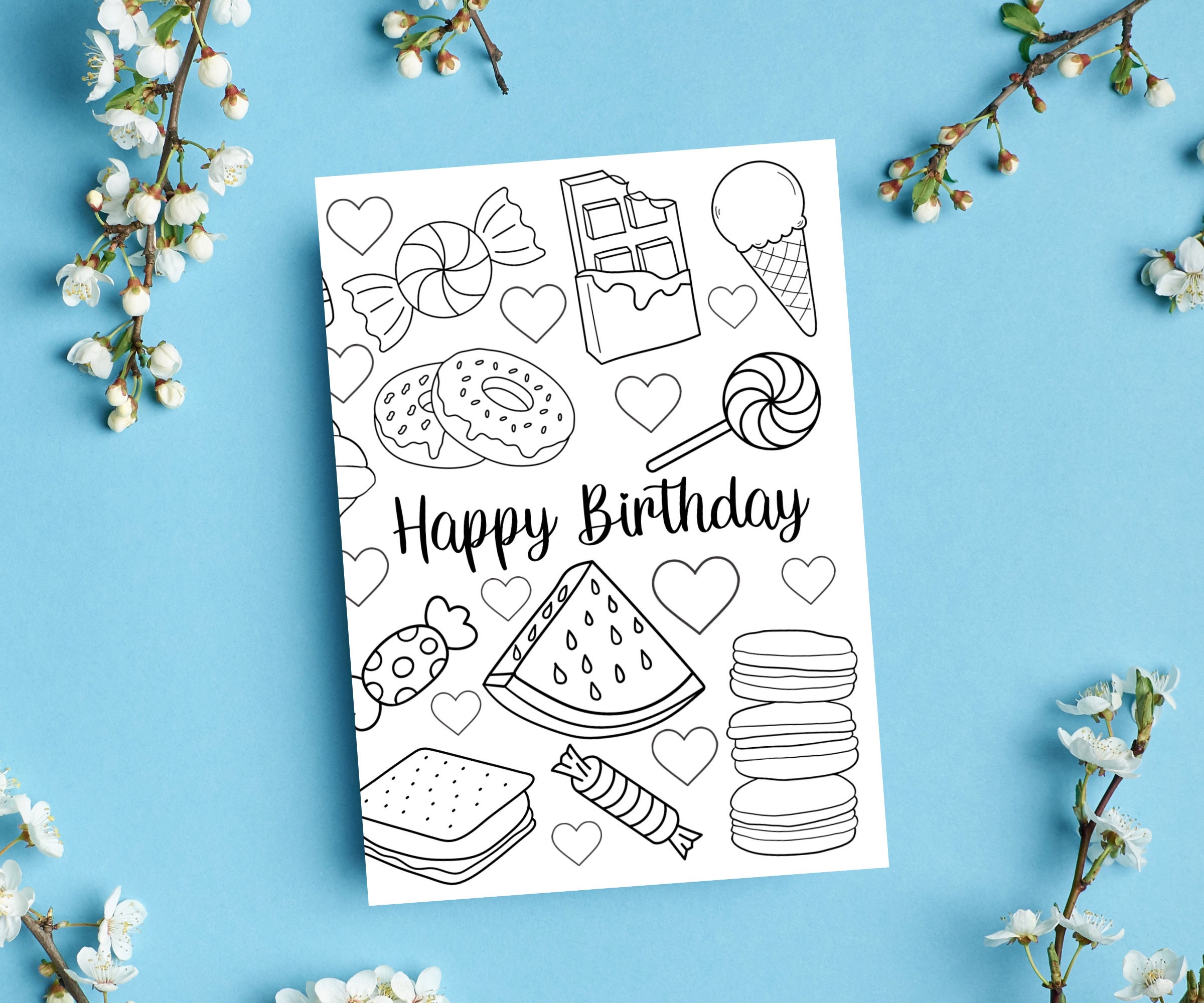 Coloring Birthday Card Template Make Your Own Birthday Card for Kids - Etsy