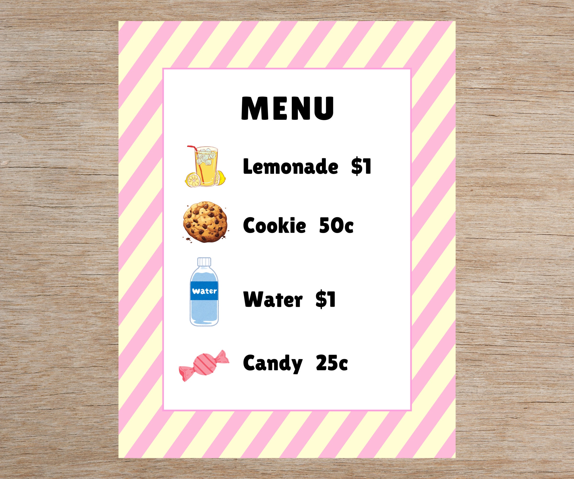 Personalized Lemonade Stand Menu, Price List, Sign, Flyer, Template ...
