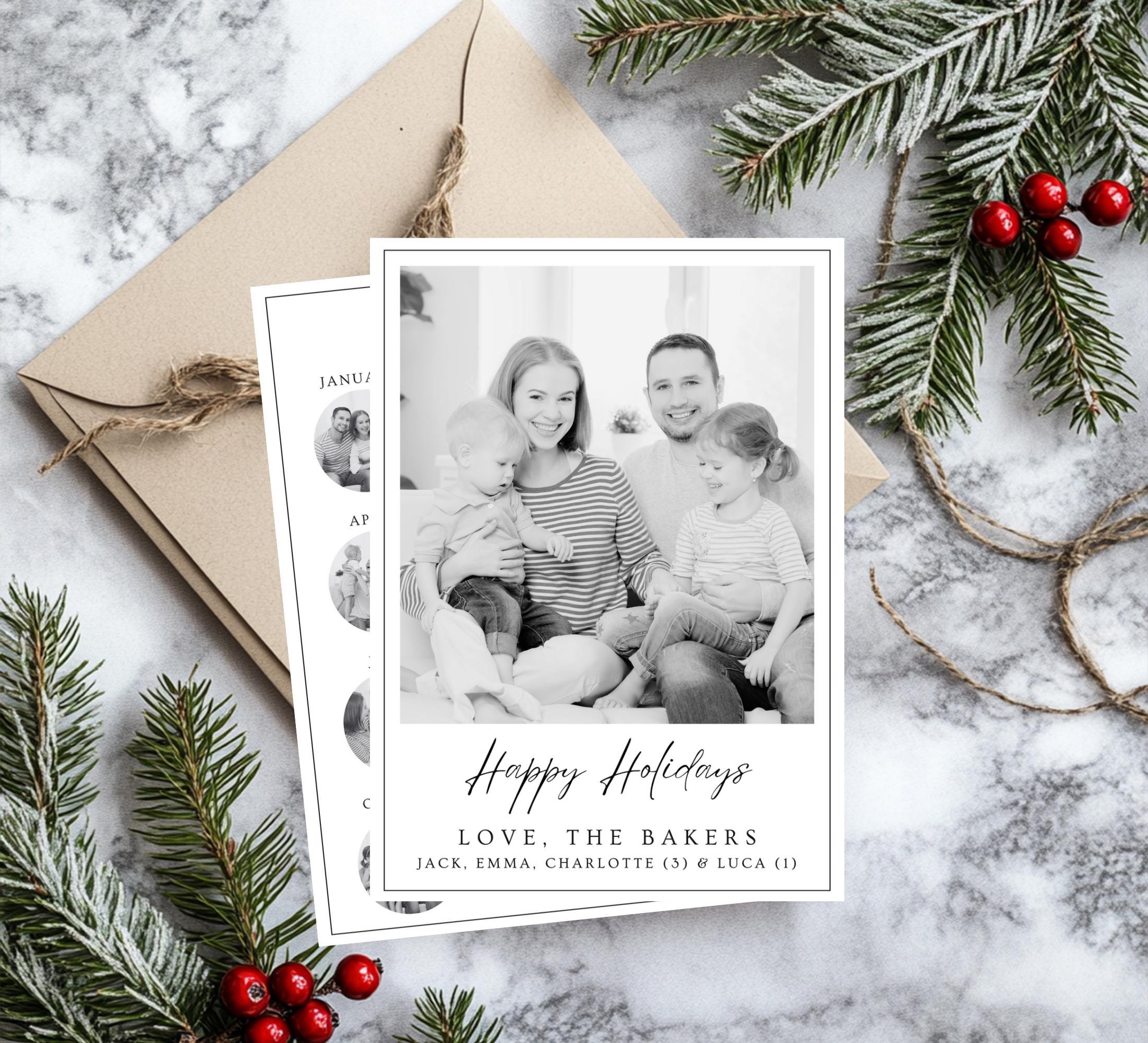 Editable Christmas Newsletter Template, Year in Review Christmas Card ...