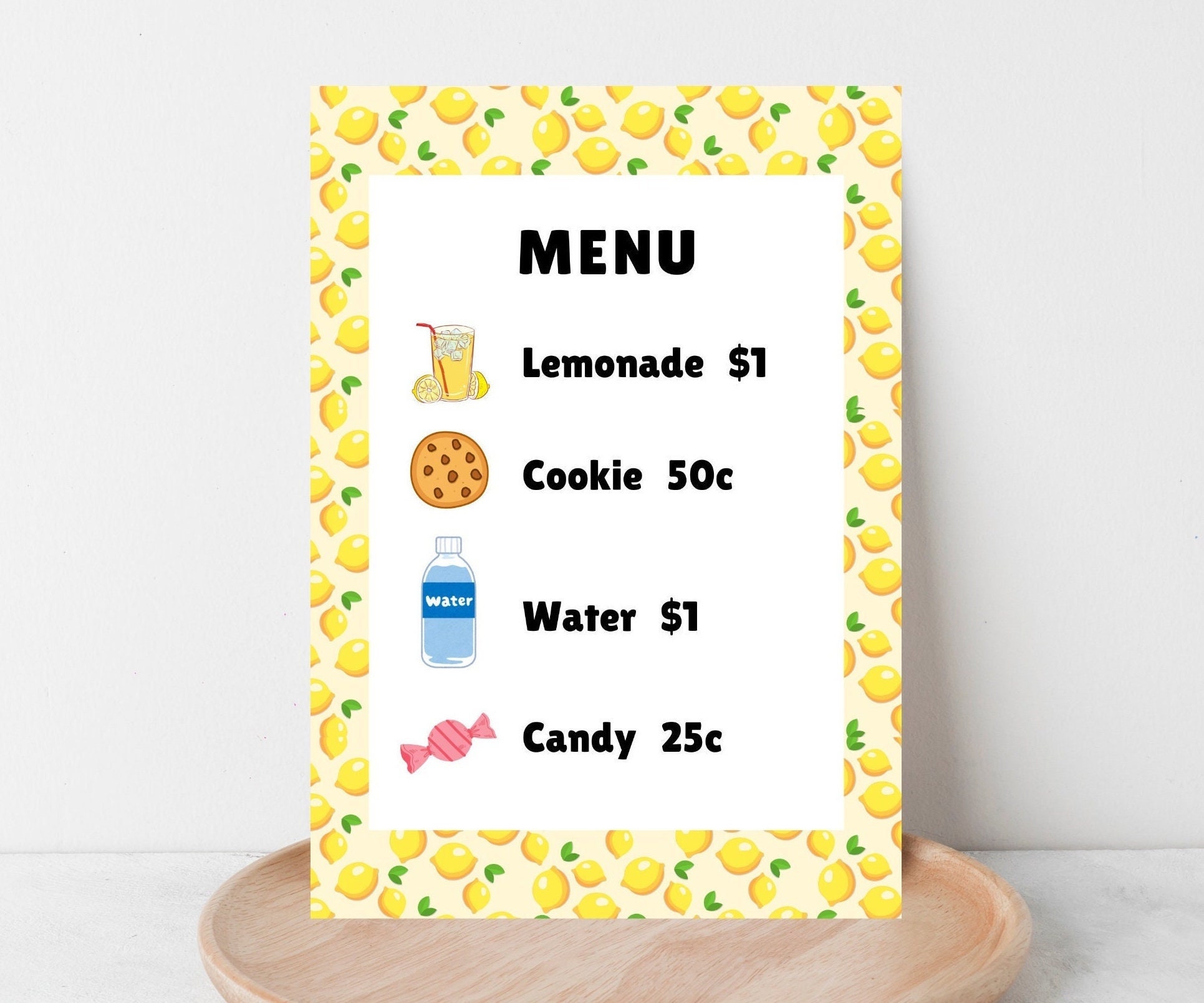 Printable Lemonade Stand Menu Editable Lemonade Stand Menu Summer