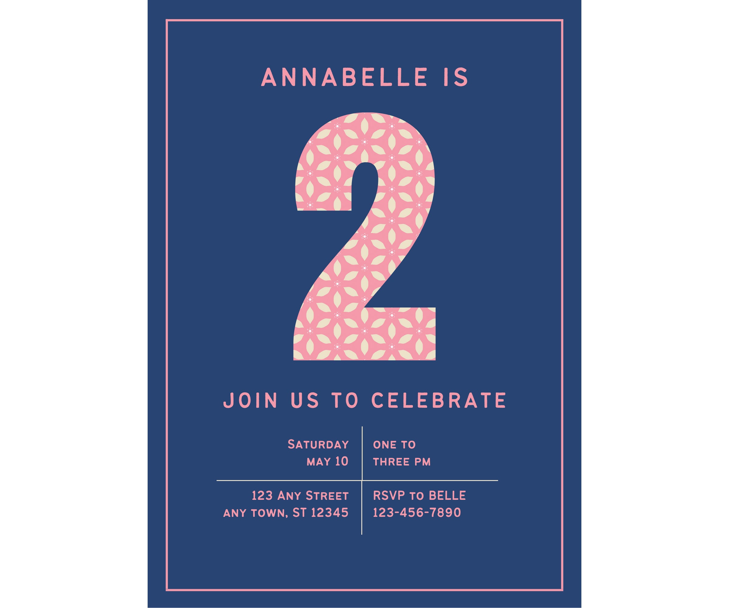 Editable Second Birthday Invitation for Girls Party Invitation 2nd ...
