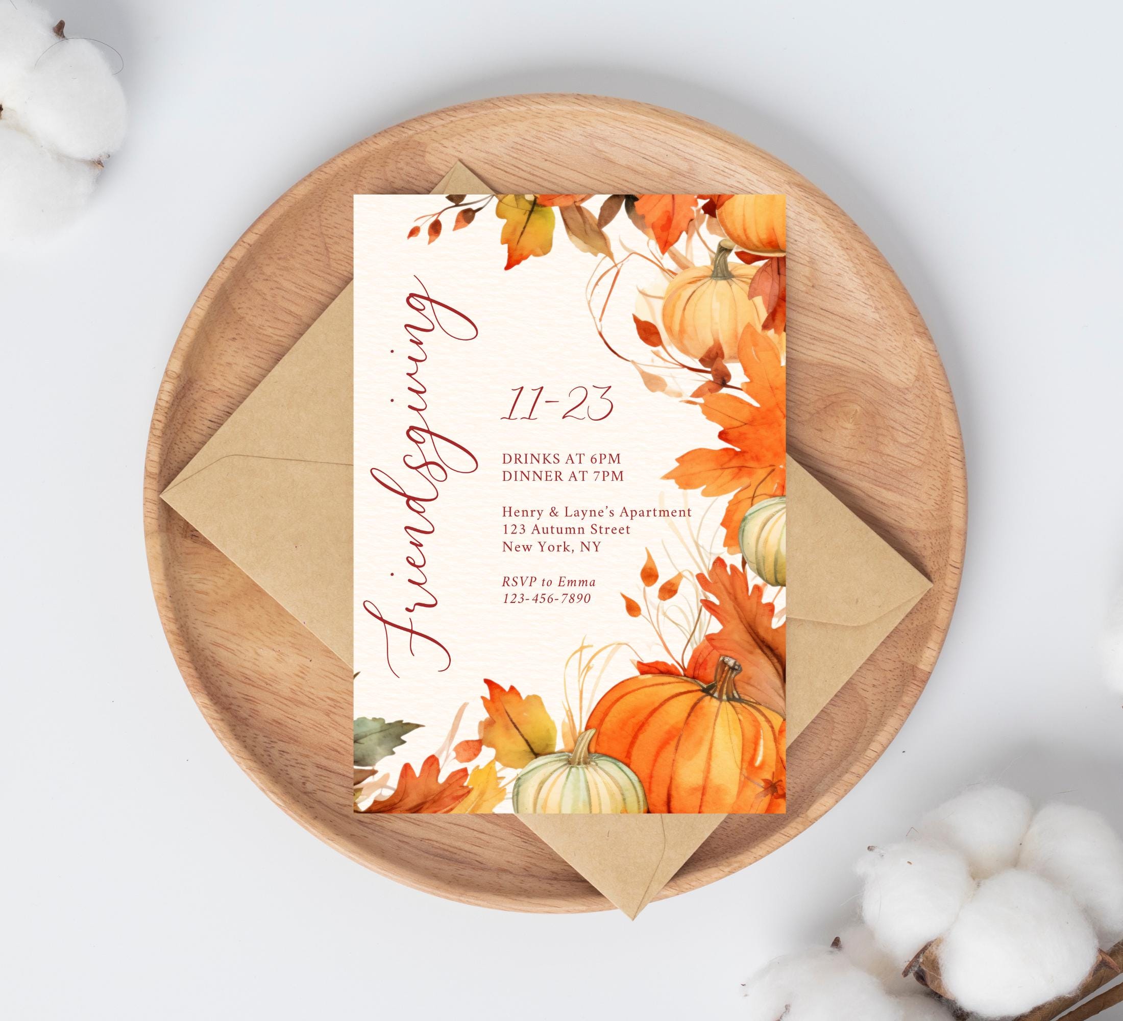 Editable Friendsgiving Invitation, Invite for Friendsgiving, Pretty ...
