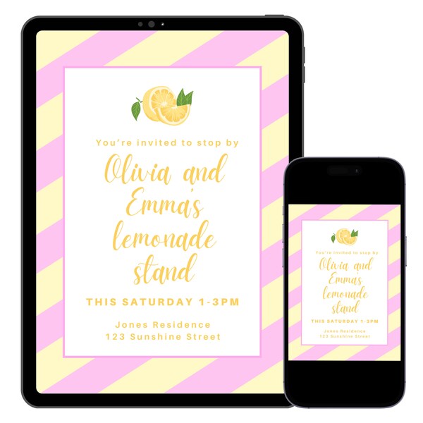 Pink Lemonade Invite - Etsy