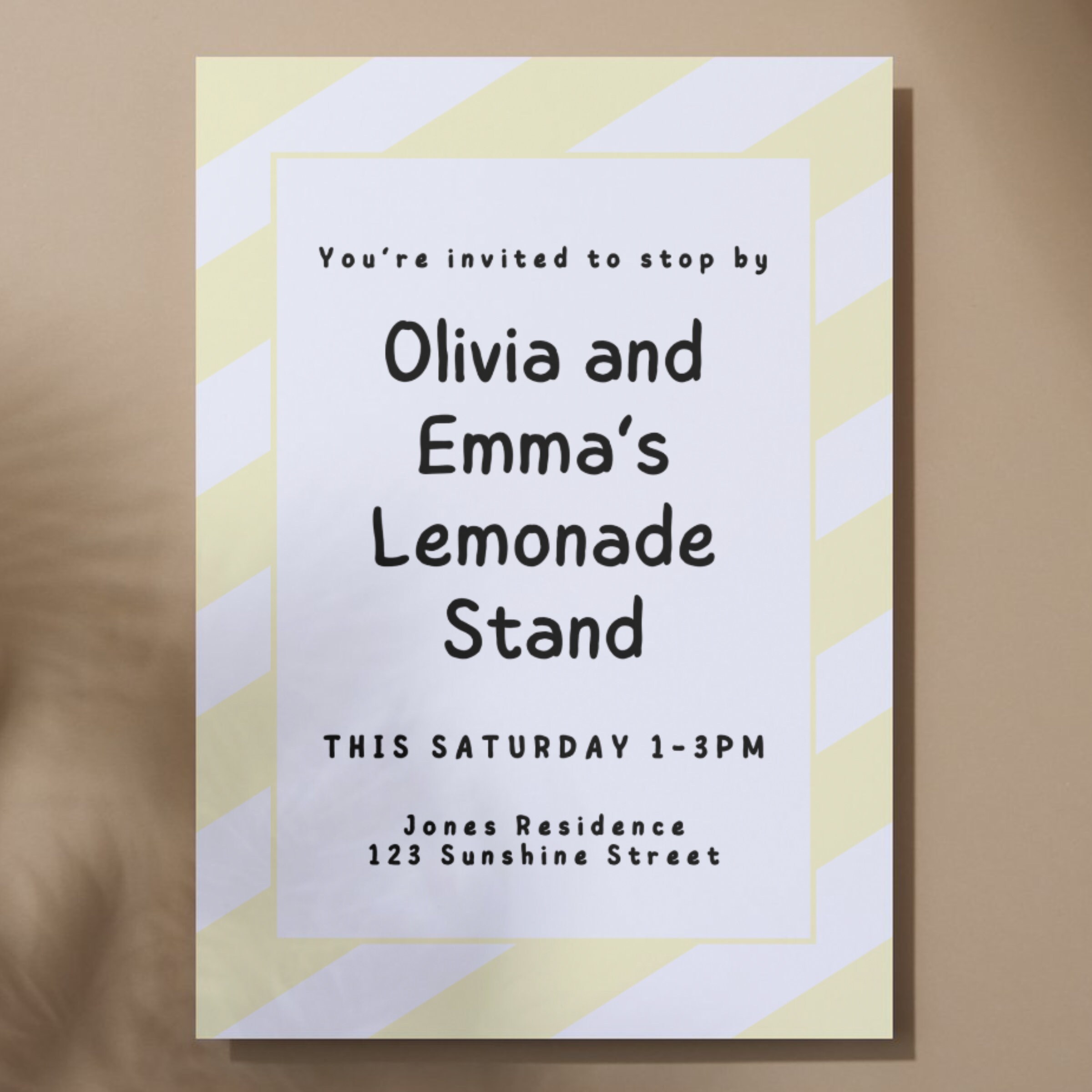 Lemonade Stand Invitation, Flyer, Promotion Personalized, Editable and ...