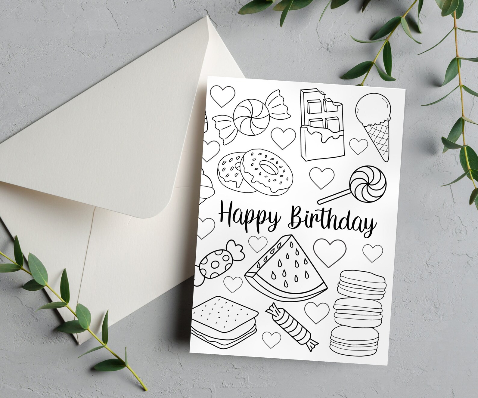 Printable Birthday Card for Kids to Color In, 5x7 Folded Bday Card ...