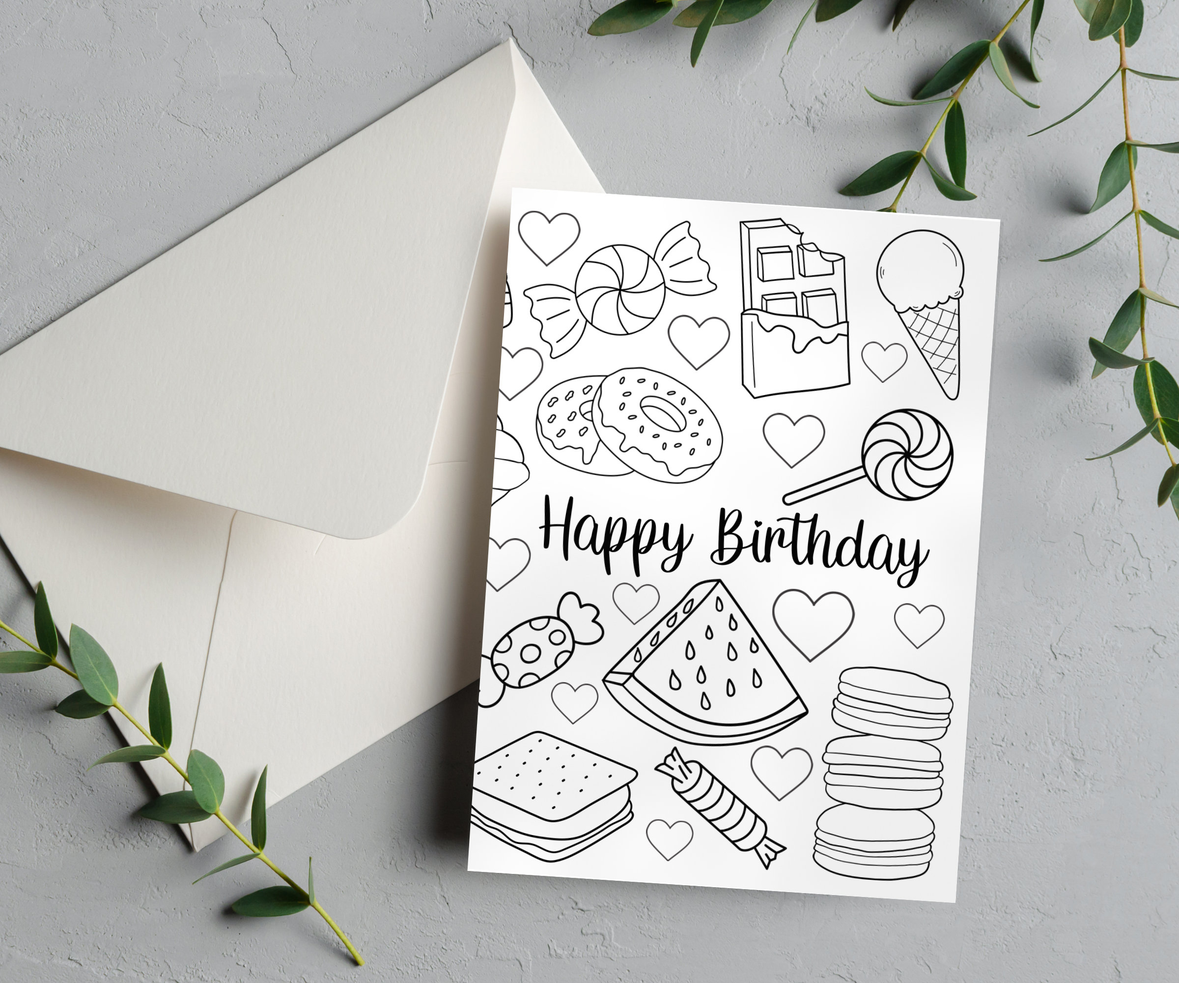 Coloring Birthday Card Template Make Your Own Birthday Card for Kids - Etsy