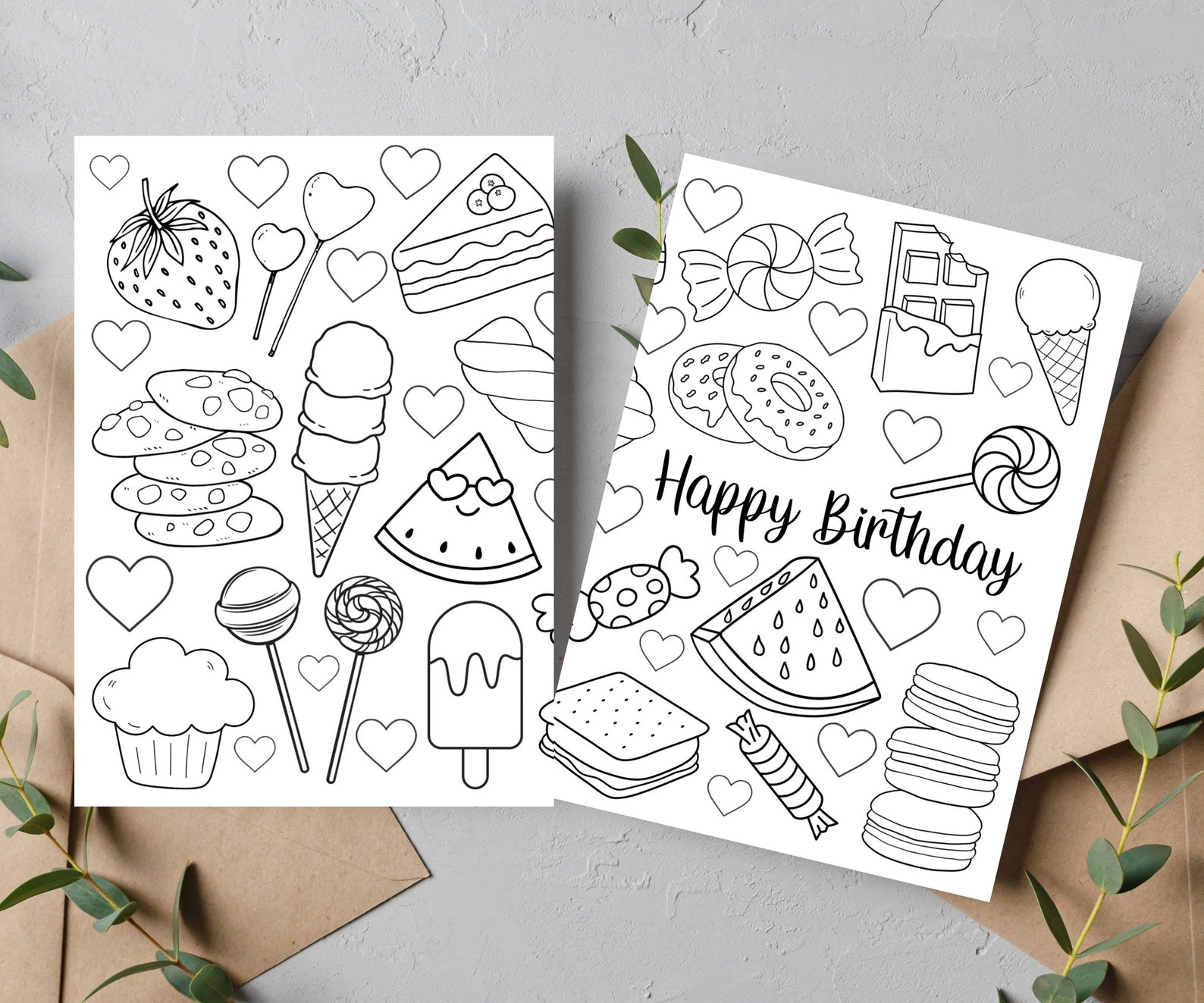 Printable Birthday Card for Kids to Color In, 5x7 Folded Bday Card ...