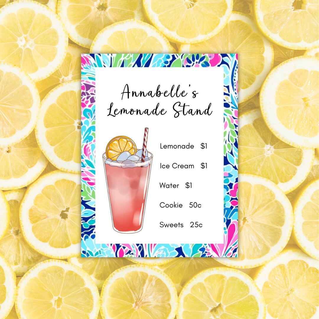 Kids Lemonade Stand Menu, Price List, Sign - Personalized Printable ...