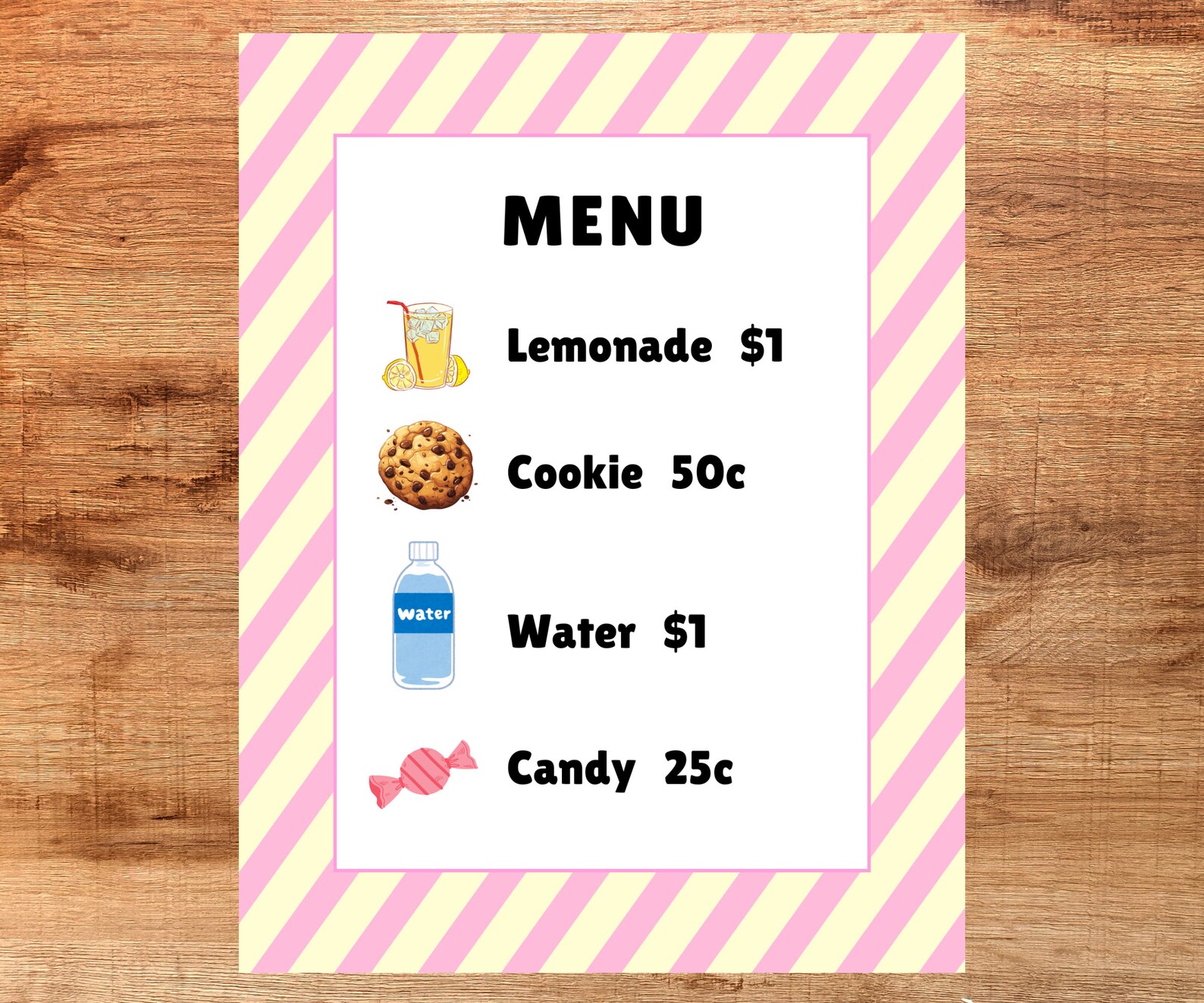 Personalized Lemonade Stand Menu, Price List, Sign, Flyer, Template ...