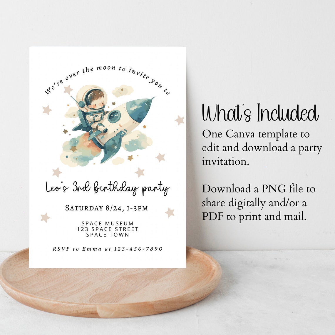 Space Theme Invitation, Cute Space Invitation, Astronaut Birthday Party ...