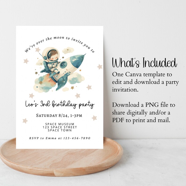 Space Theme Invitation, Cute Space Invitation, Astronaut Birthday Party ...