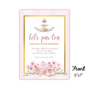 Editable Tea Party Invitation for Girls Birthday Party, Let's Partea ...