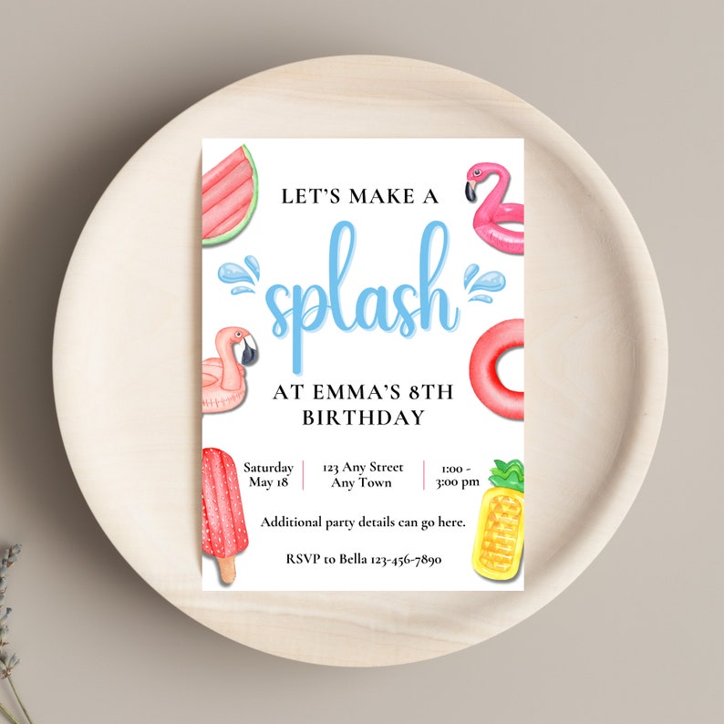 Cute Pool Party Invitation, Pool Party Invite, Girls Pool Party ...