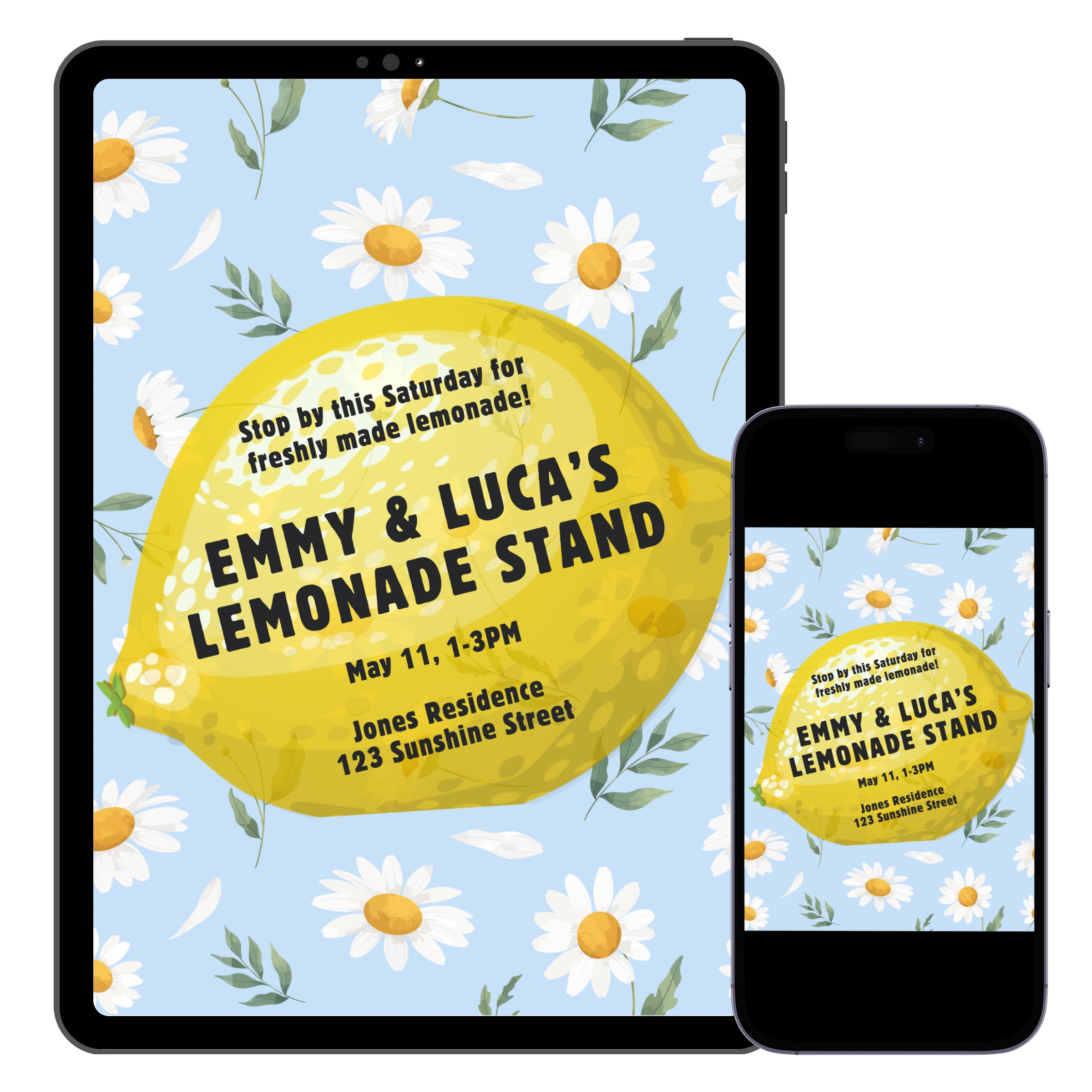 Cute Editable Lemonade Stand Flyer Invitation for Kids Summer ...