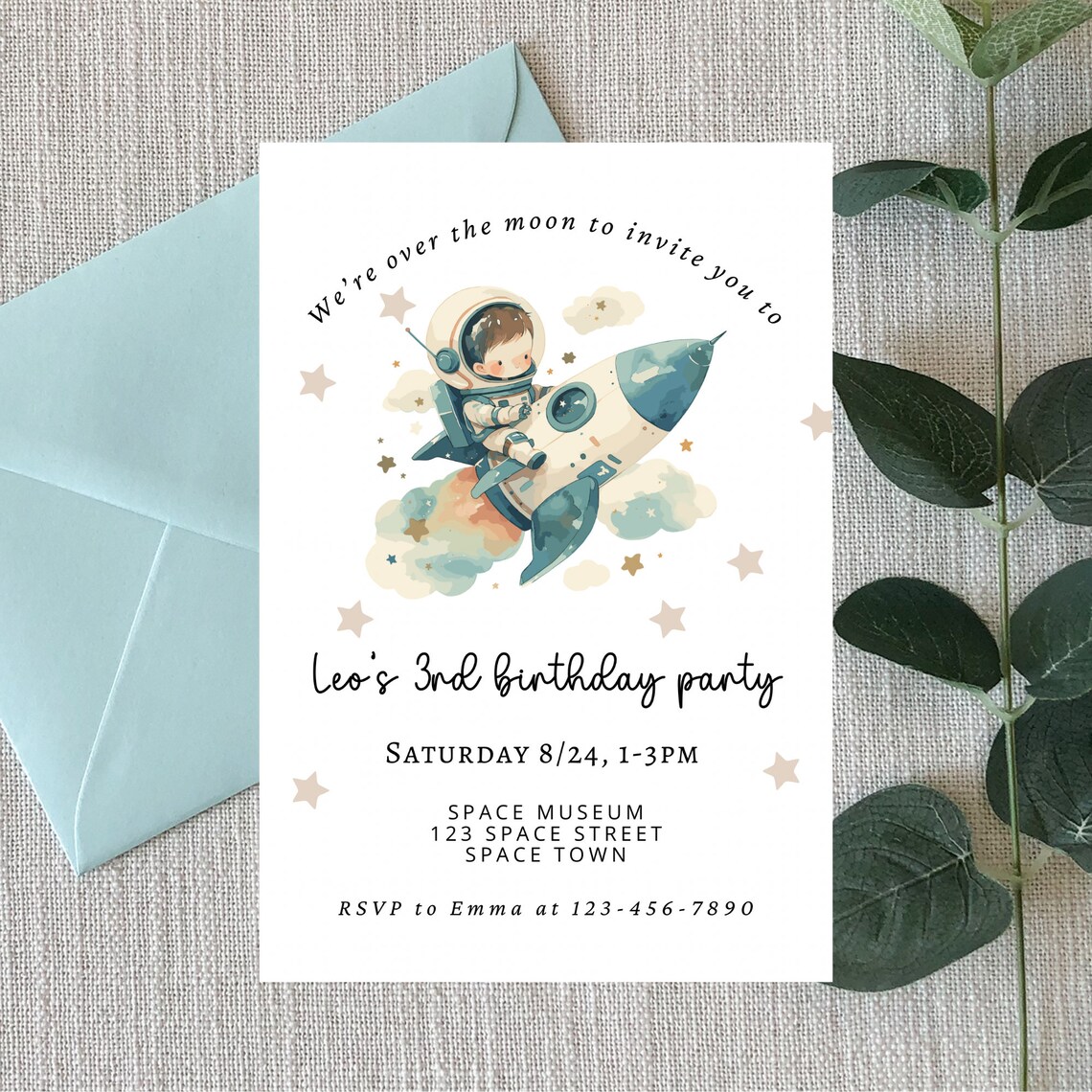 Space Theme Invitation, Cute Space Invitation, Astronaut Birthday Party ...