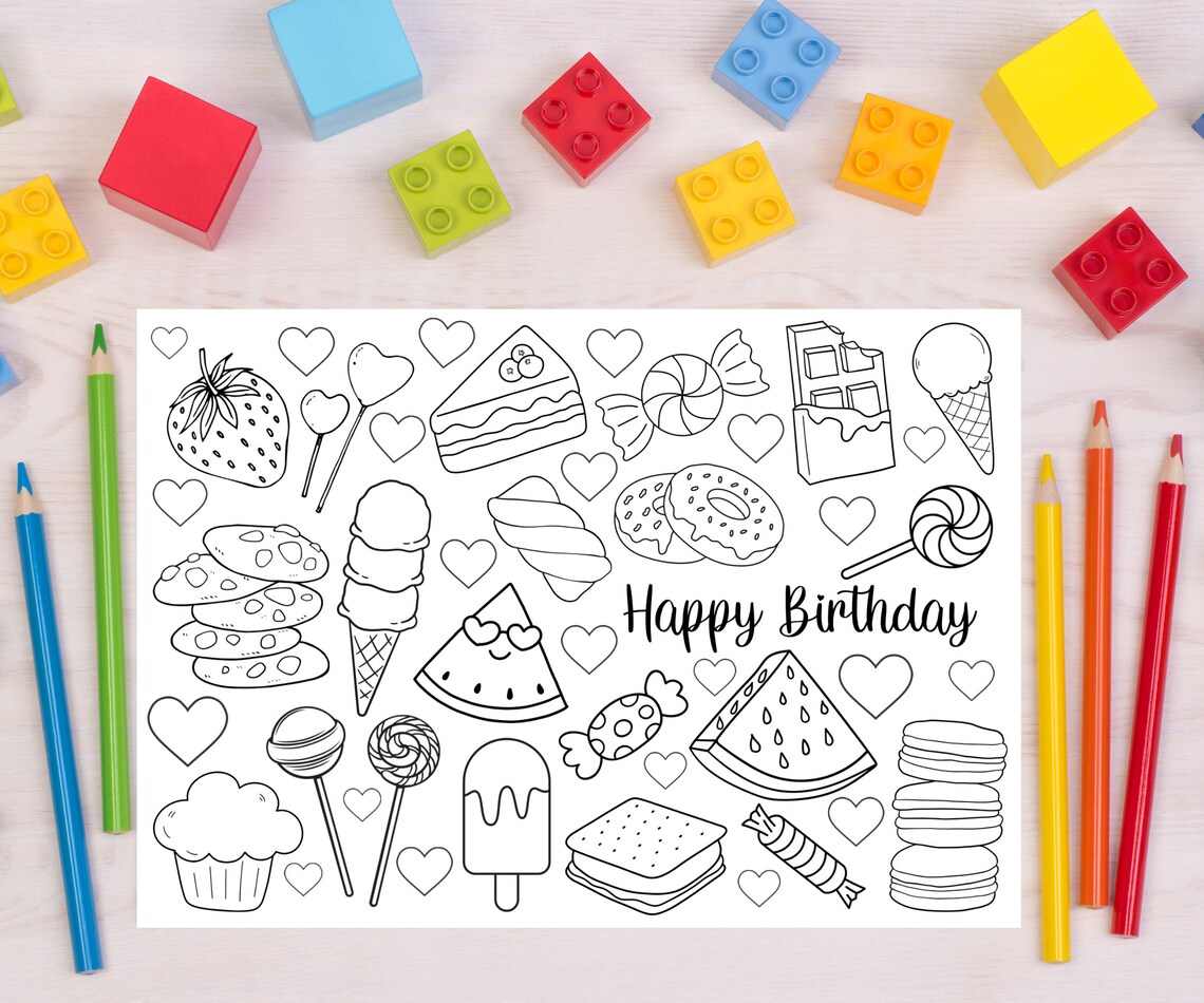 Printable Birthday Card for Kids to Color In, 5x7 Folded Bday Card ...
