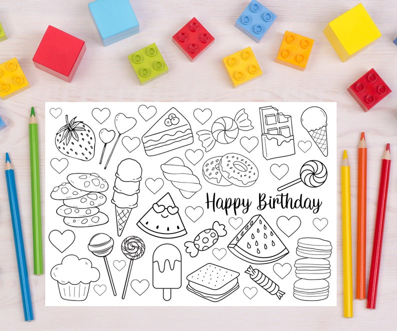 Printable Birthday Card for Kids to Color In, 5x7 Folded Bday Card ...