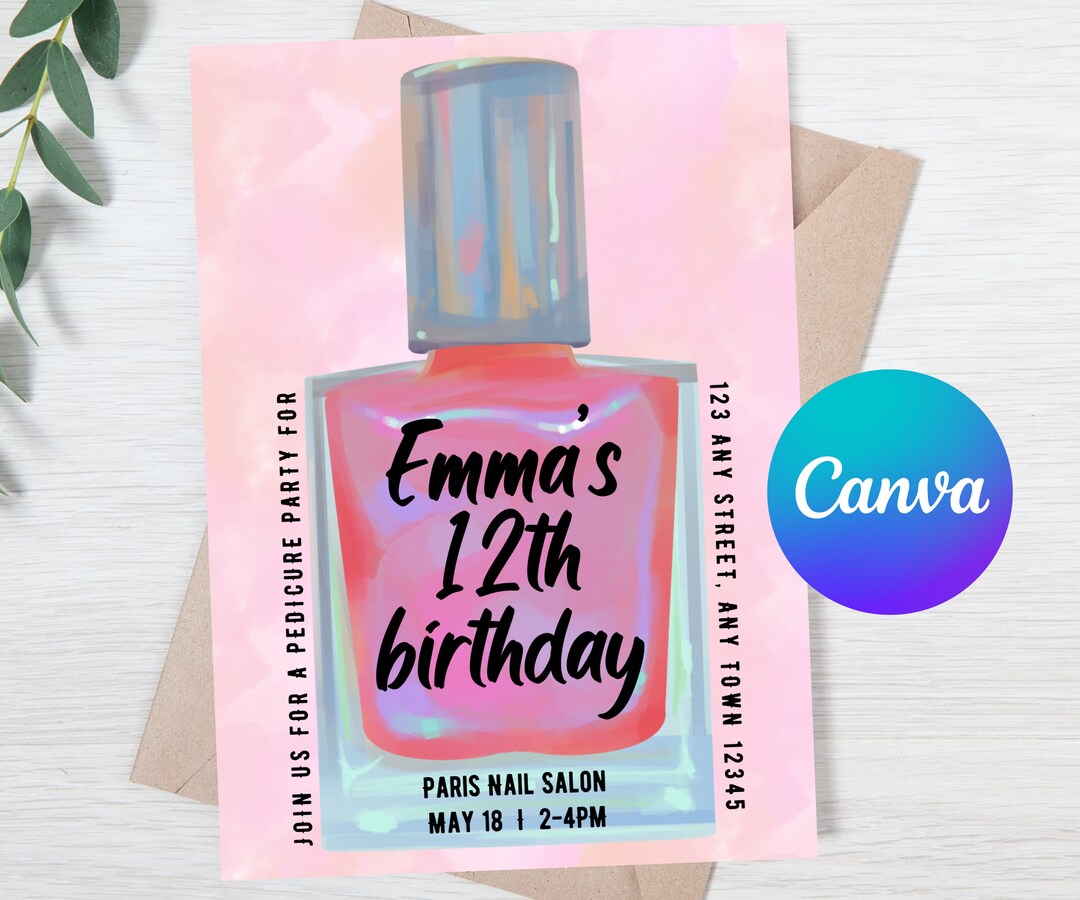 Pedicure Party Invitation, Kids Spa Theme Birthday Invite, Editable ...