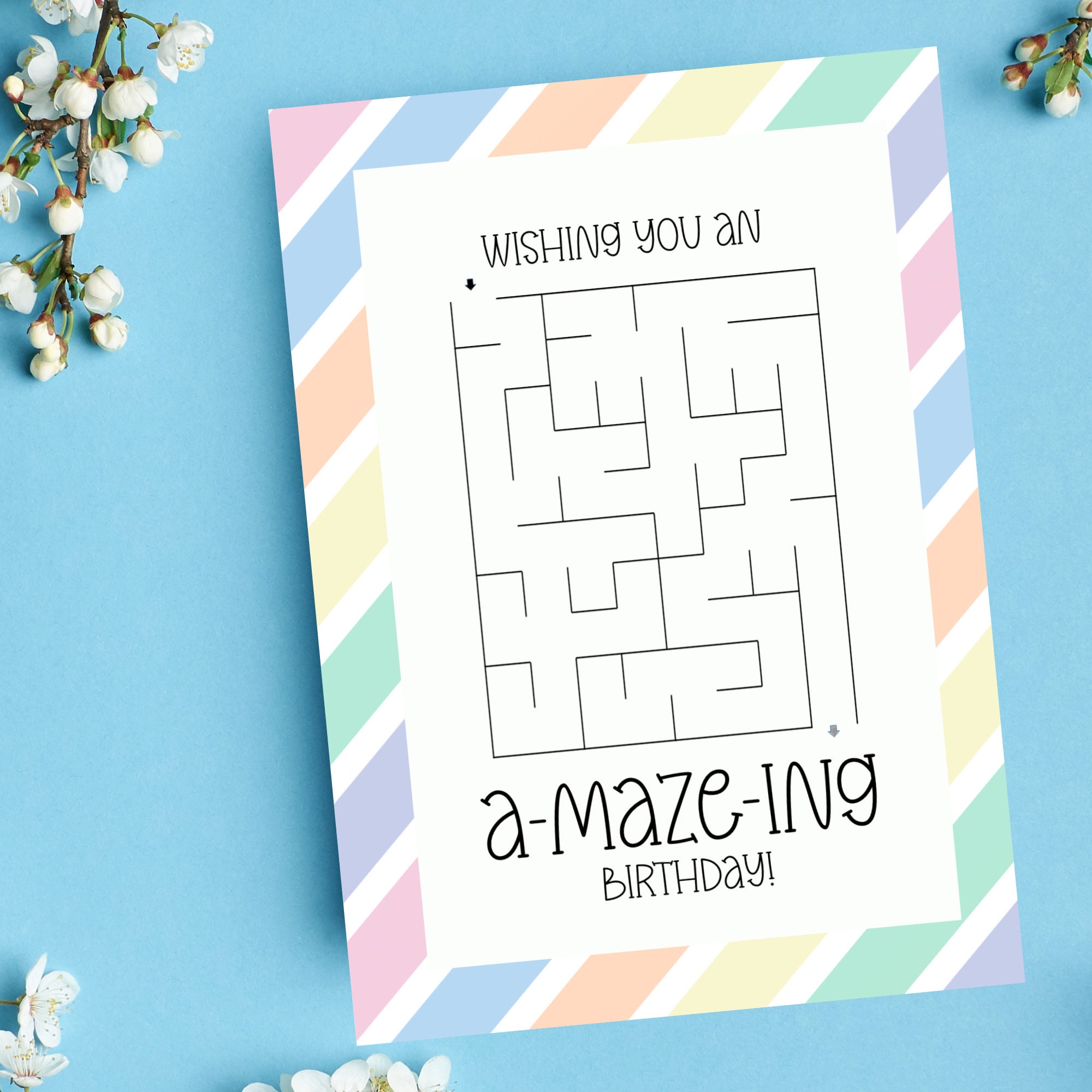 Printable Maze Birthday Card Mazes for Kids Birthday Card for - Etsy