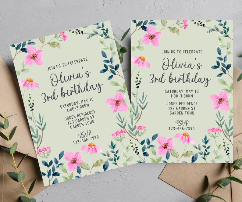 Nature Party Invitation Gardening Theme Kids Garden Party Nature ...