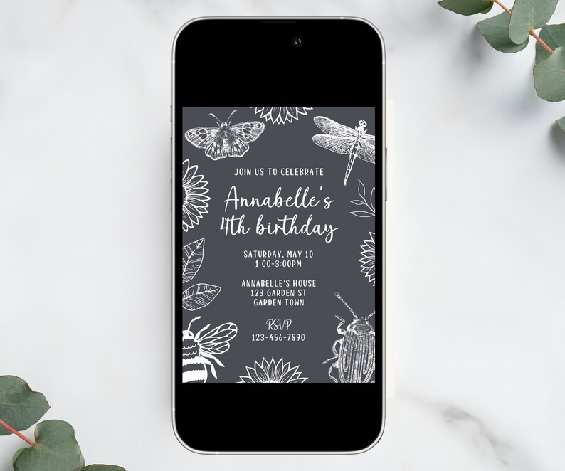 Bug Theme Invitation for Kids Birthday Party, Personalized Editable ...